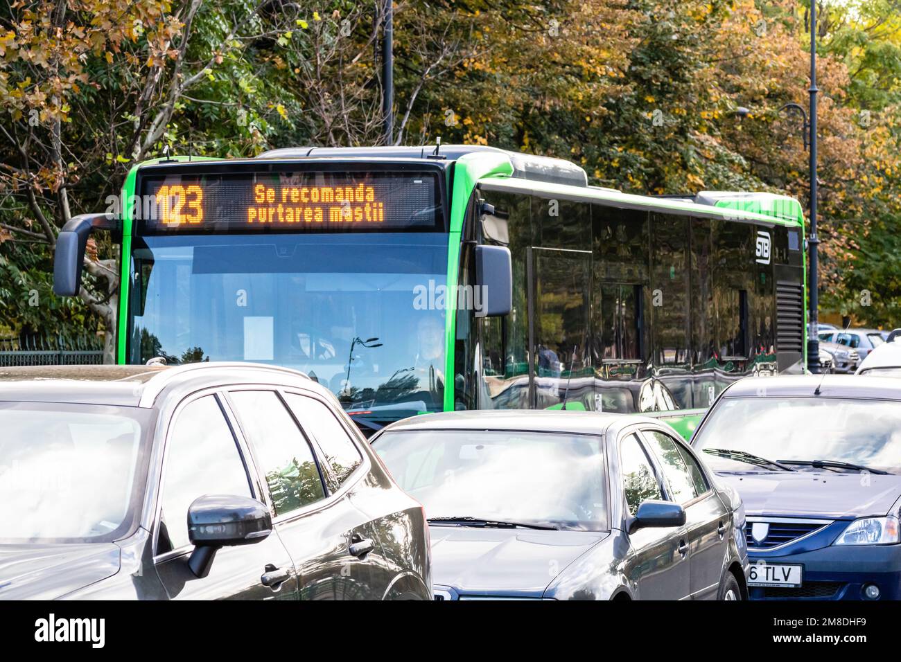 Bus in traffic. STB public transport Bucharest, Romania, 2022 Stock ...