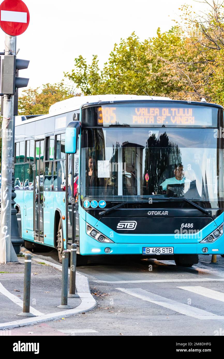 Bus in traffic. STB public transport Bucharest, Romania, 2022 Stock ...