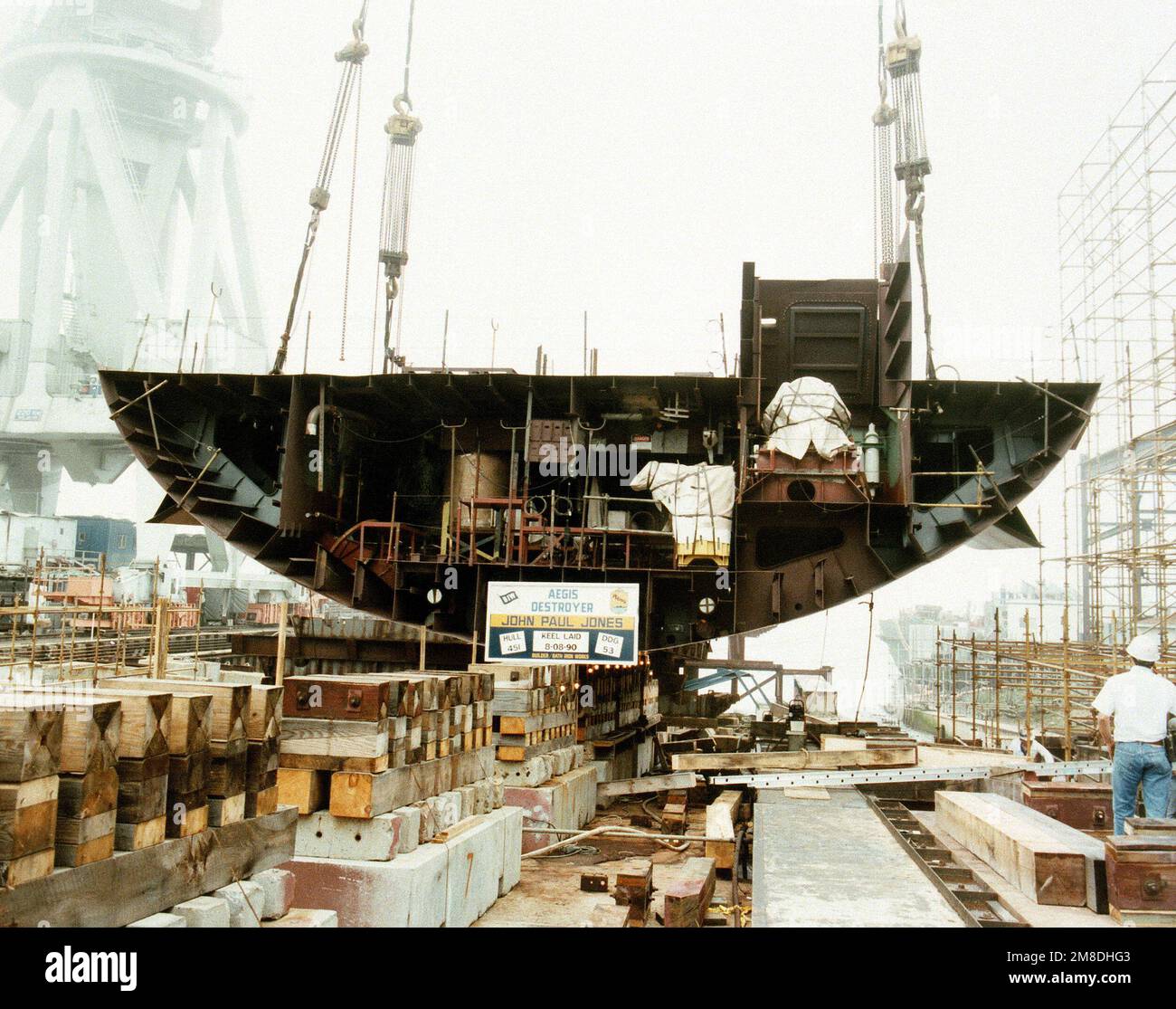 The keel of the Arleigh Burke class guided missile destroyer JOHN PAUL ...