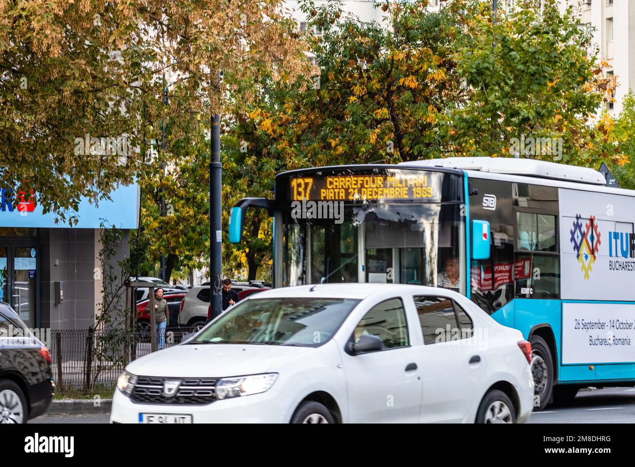 Bus in traffic. STB public transport Bucharest, Romania, 2022 Stock ...