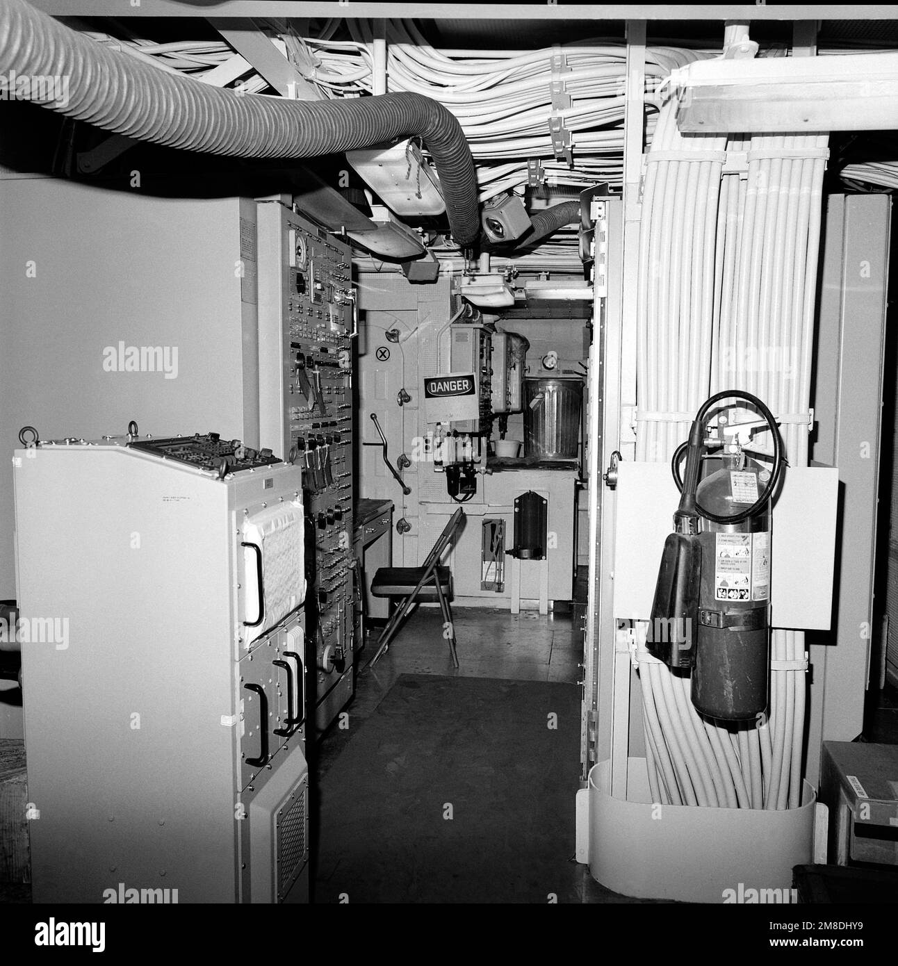 A view of internal communications and gyro room No. 1 aboard the guided ...