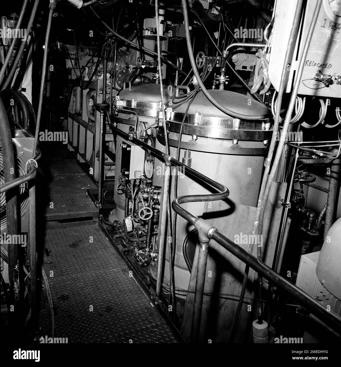 A view of main engine room No. 2 aboard the guided missile cruiser ...