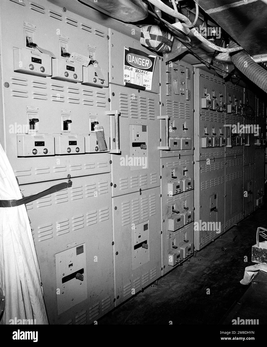 A view of main engine room No. 1 aboard the guided missile cruiser ...