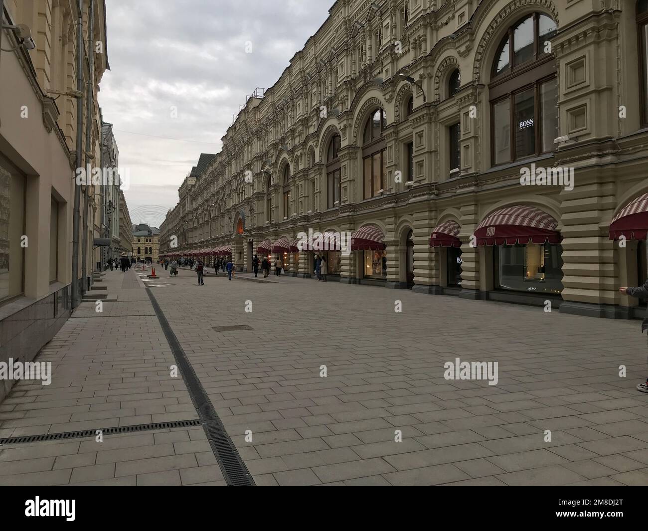 An empty city center full of old traditional buildings, Moscow, Russia ...