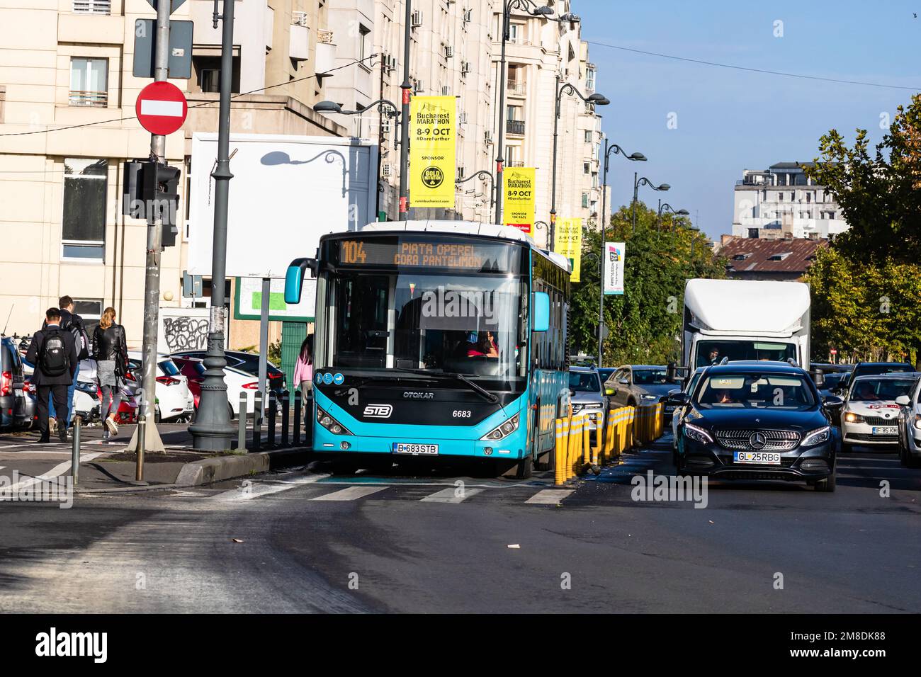 Bus in traffic. STB public transport Bucharest, Romania, 2022 Stock ...