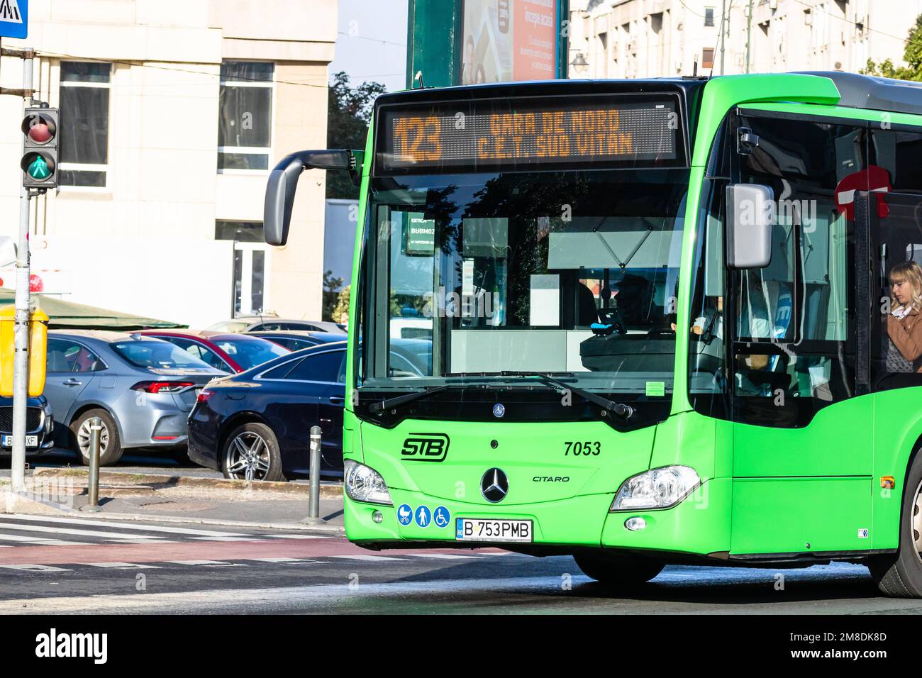 Bus in traffic. STB public transport Bucharest, Romania, 2022 Stock ...