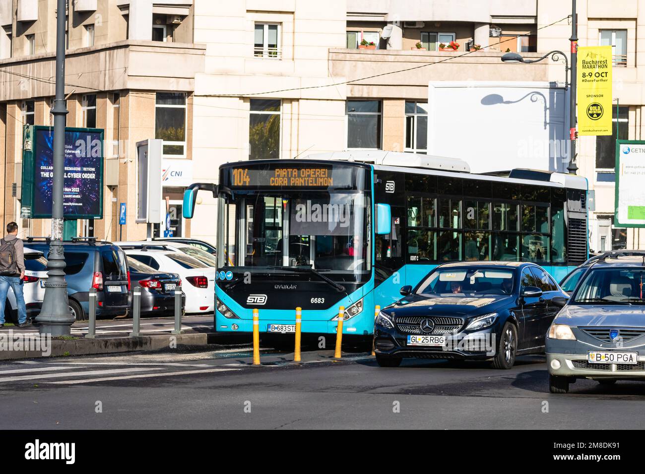 Bus in traffic. STB public transport Bucharest, Romania, 2022 Stock ...
