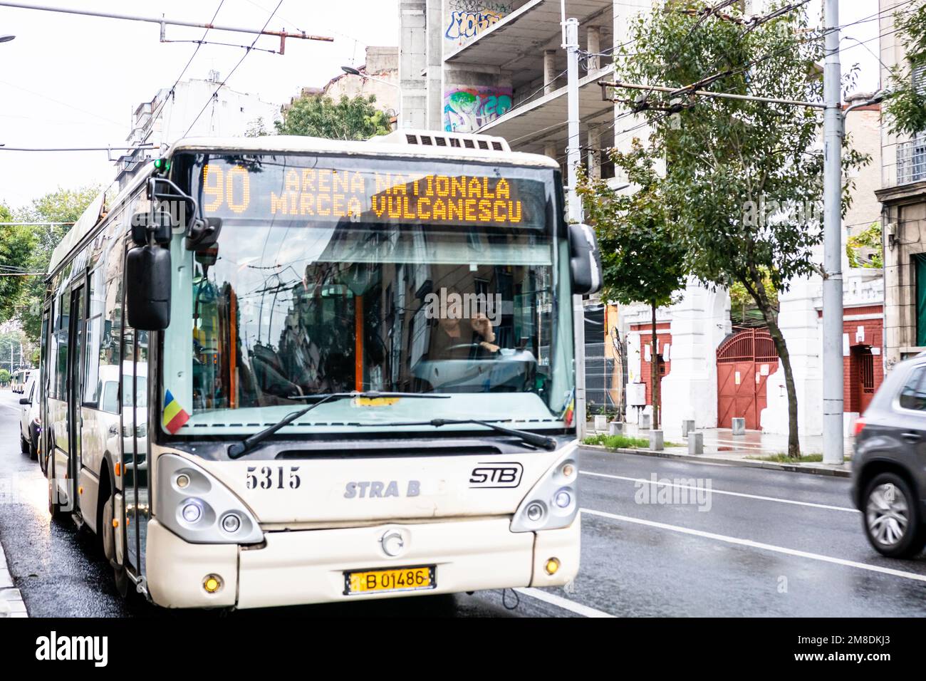 Bus in traffic. STB public transport Bucharest, Romania, 2022 Stock ...