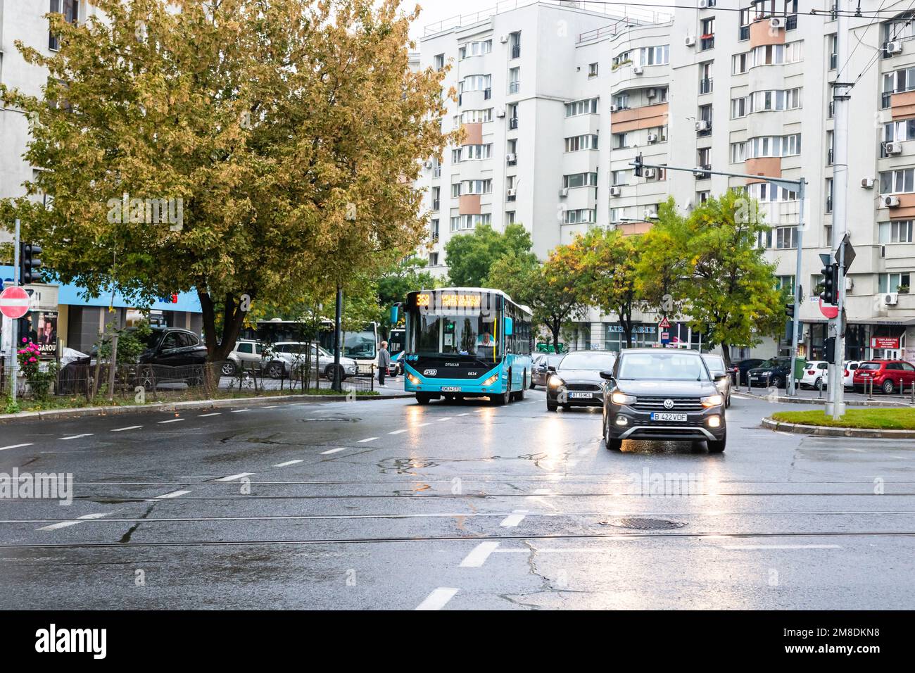 Bus in traffic. STB public transport Bucharest, Romania, 2022 Stock ...