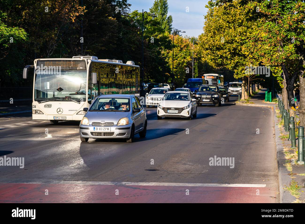 Bus in traffic. STB public transport Bucharest, Romania, 2022 Stock ...