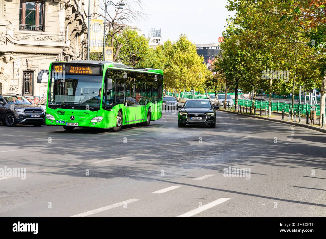 Bus in traffic. STB public transport Bucharest, Romania, 2022 Stock ...