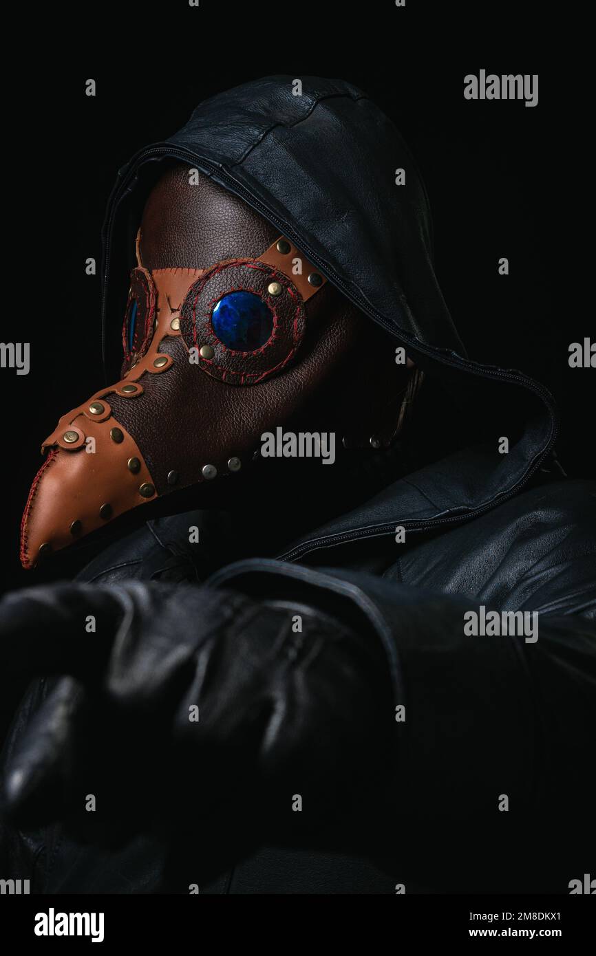 Plague doctor with crow-like mask isolated on black background Creepy ...