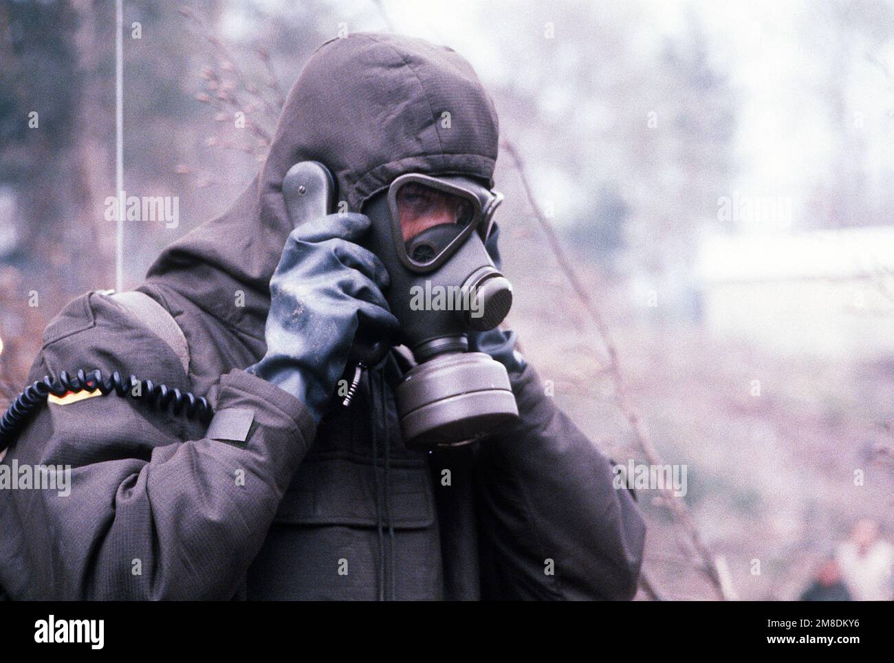 A West German soldier wearing a nuclear-biological-chemical (NBC ...