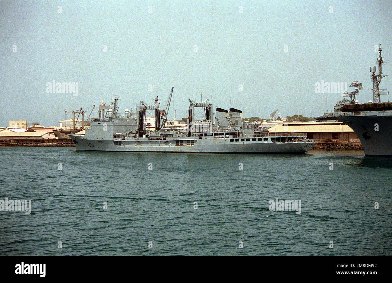 The French underway replenishment tanker FS VAR (A-608) is moored at ...