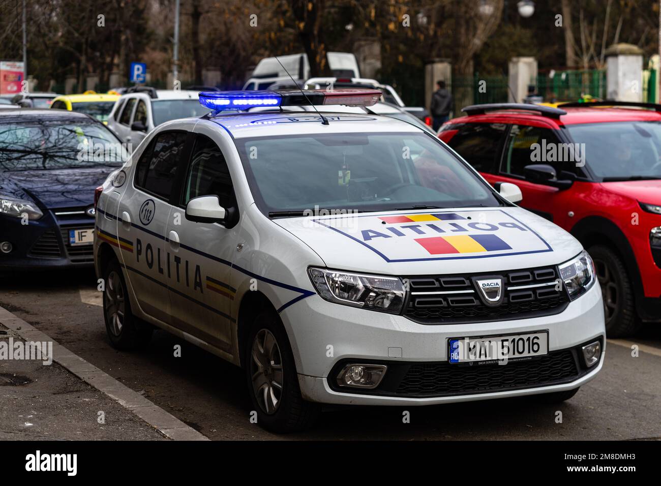 Romanian Police Car (Politia Rutiera) in Bucharest traffic, Romania ...
