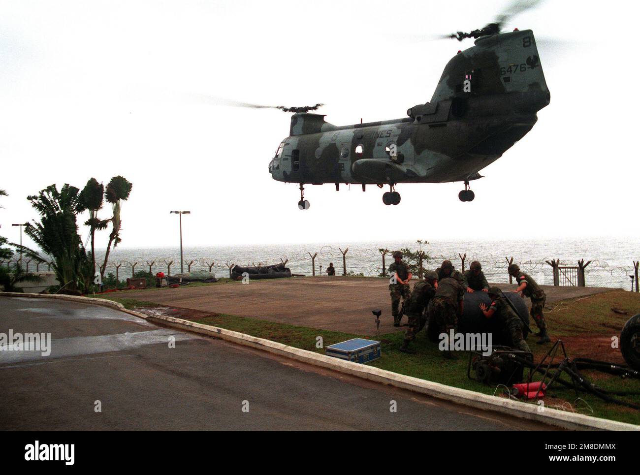 A marine Medium Helicopter Squadron 162 (HMM-162) CH-46E Sea Knight ...