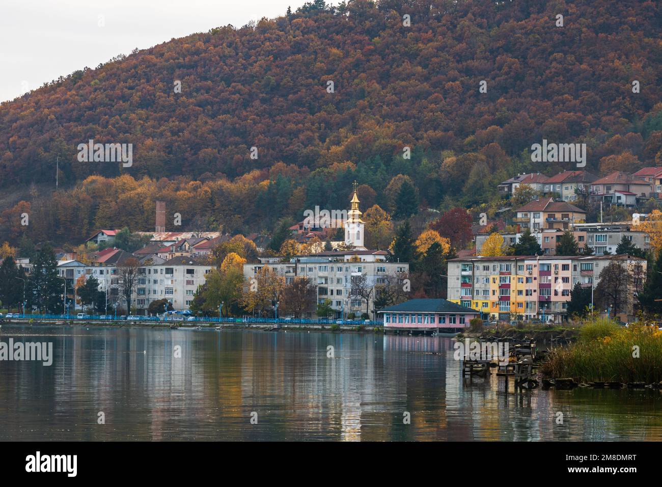 View of Danube river and Orsova city, waterfront view. Orsova, Romania ...