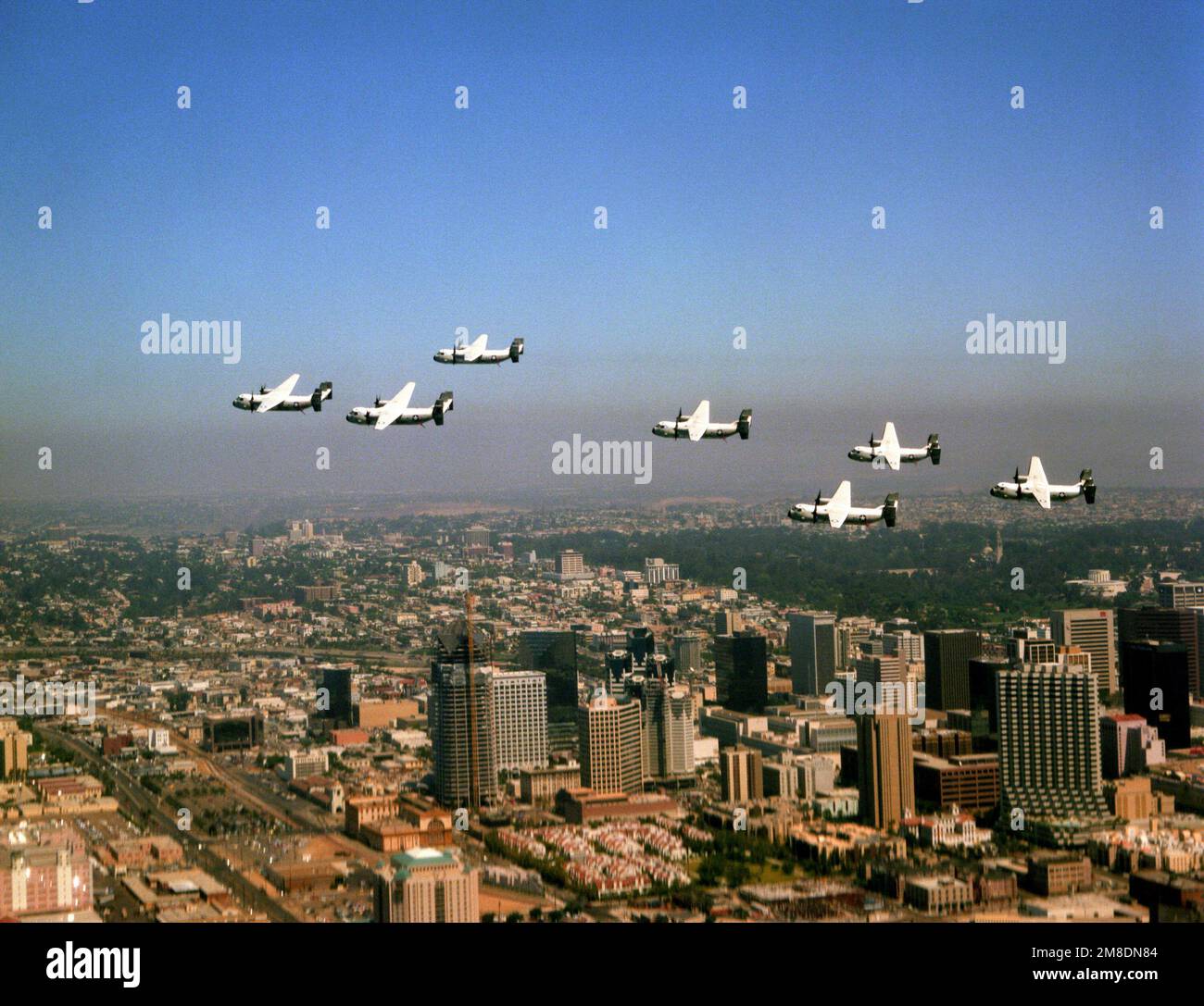 A formation of seven US Navy (USN) Grumman C-2A Greyhounds, Fleet ...