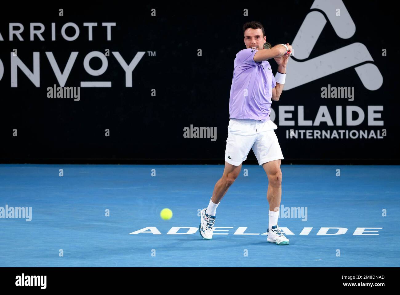 Adelaide, Australia, 13 January, 2023. Roberto Bautista Agut of Spain plays a forehand during ...