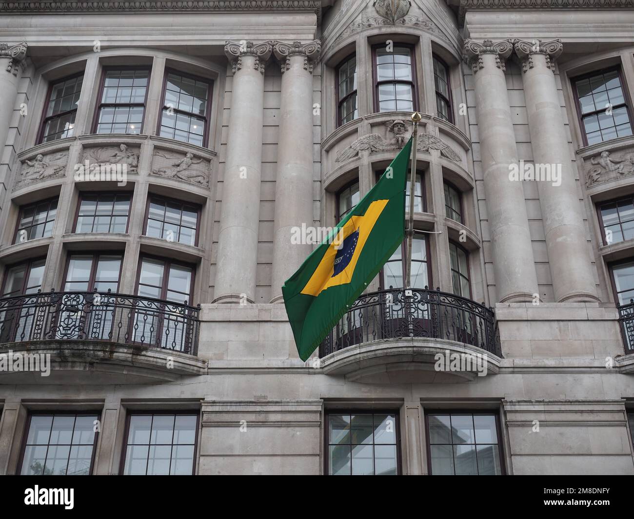Brazilian flag at Embassy of Brazil in London, UK Stock Photo - Alamy