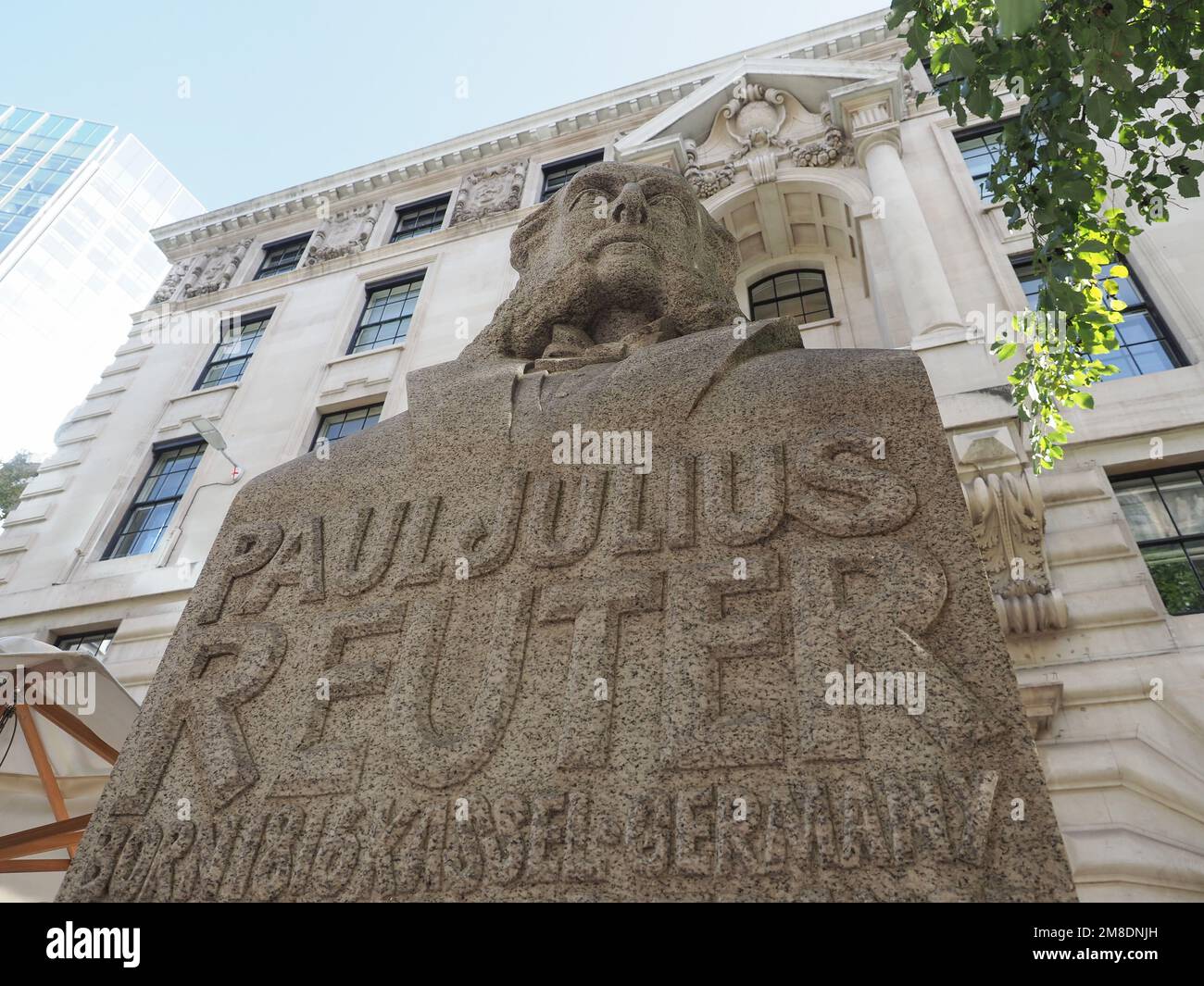 LONDON, UK - CIRCA OCTOBER 2022: Paul Julius Reuter statue by sculptor ...