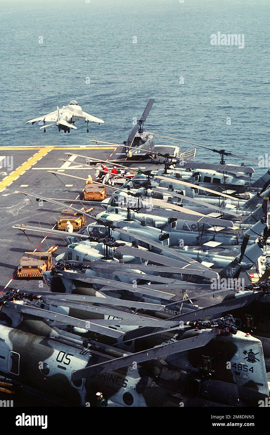 An AV-8B Harrier aircraft is launched from the flight deck of the ...