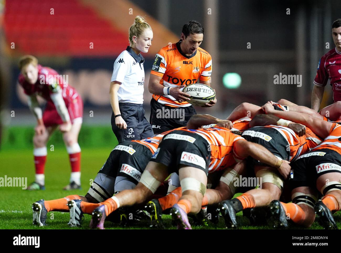 Referee Hollie Davidson during the EPCR Challenge Cup match at the Parc ...