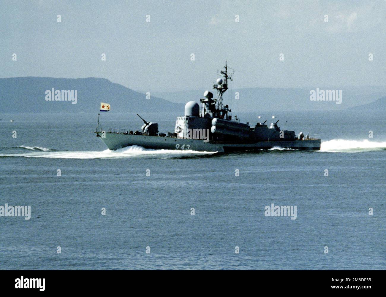 A port beam view of a Soviet Tarantul III class missile corvette ...