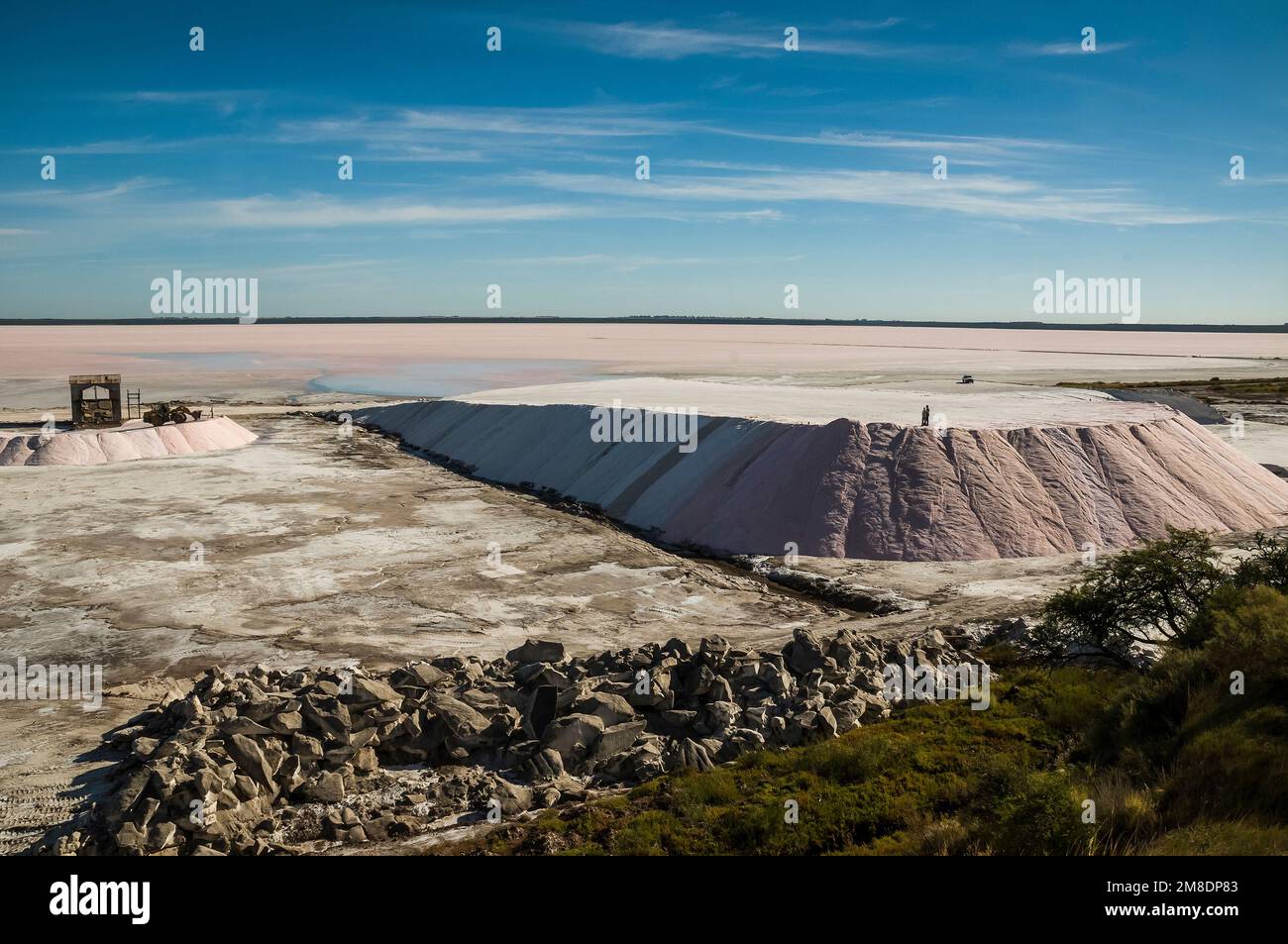 Salt lagoon,Dunaliella salina coloration, La Pampa, Argentina Stock ...