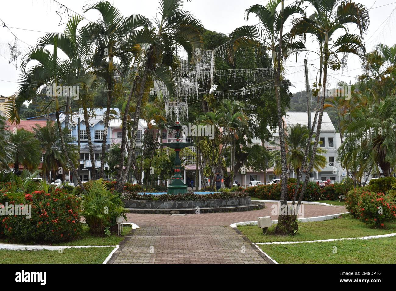 Castries, St. Lucia- January 7, 2023- Derek Walcott Square, a public ...