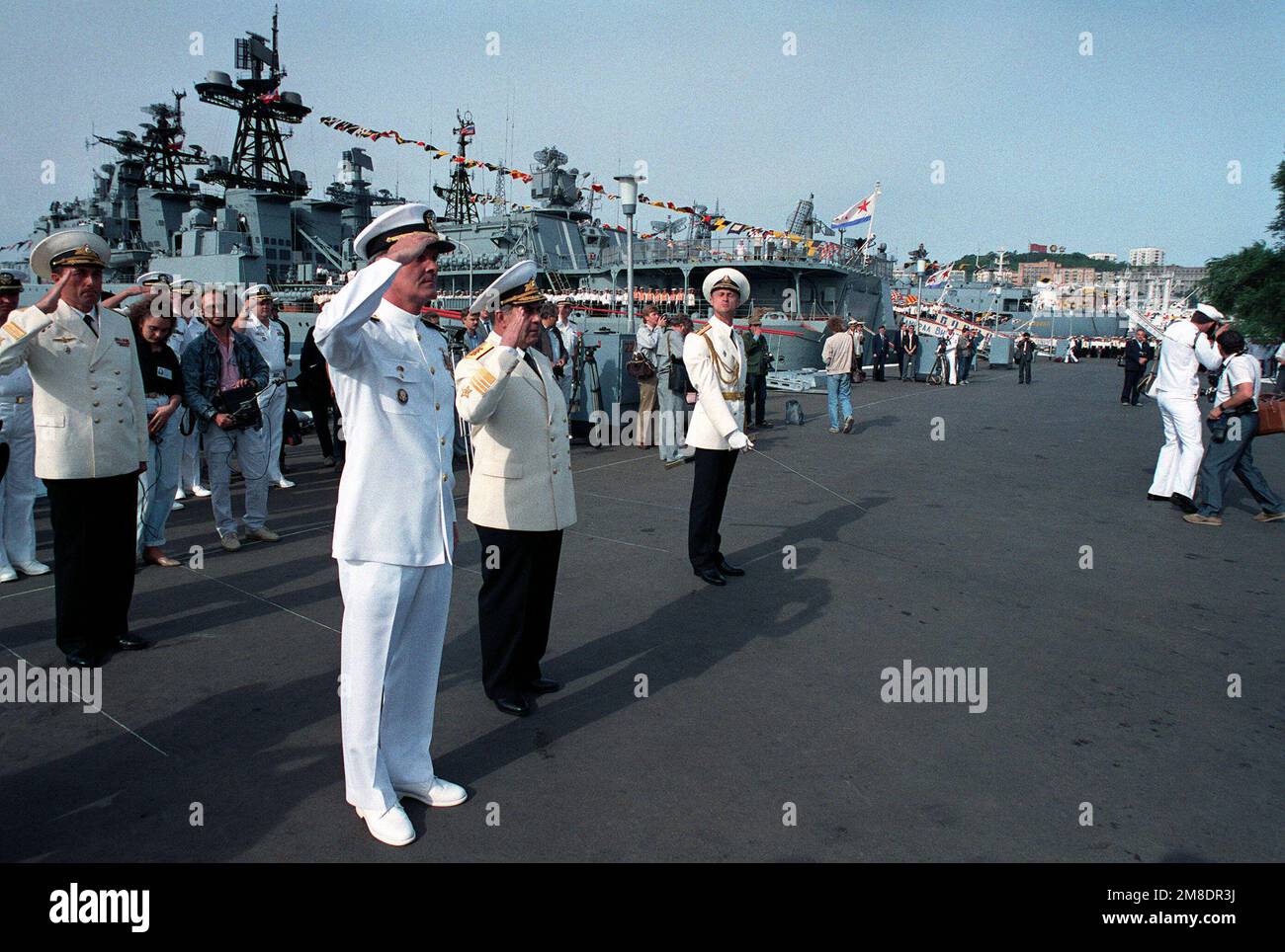 Admiral Charles R. Larson, left foreground, Commander in CHIEF, US ...