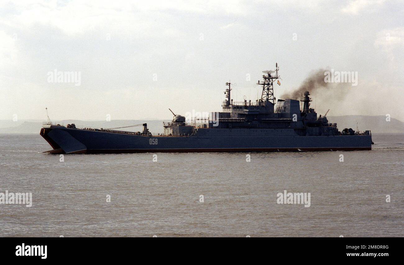 A Soviet Ropucha class tank landing ship participates in a ...