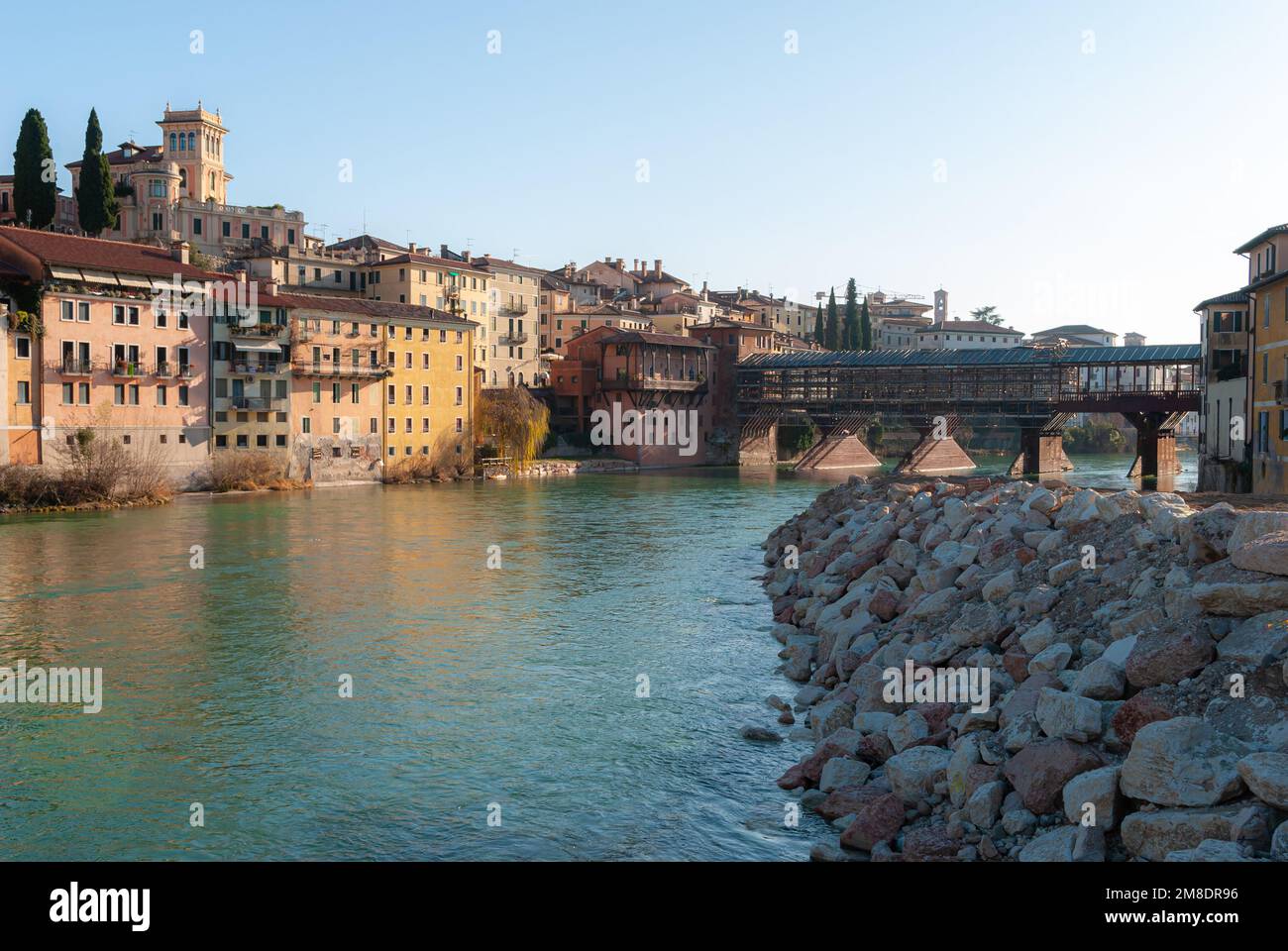 The Ponte Vecchio (Old bridge) is the covered wooden in Bassano del ...