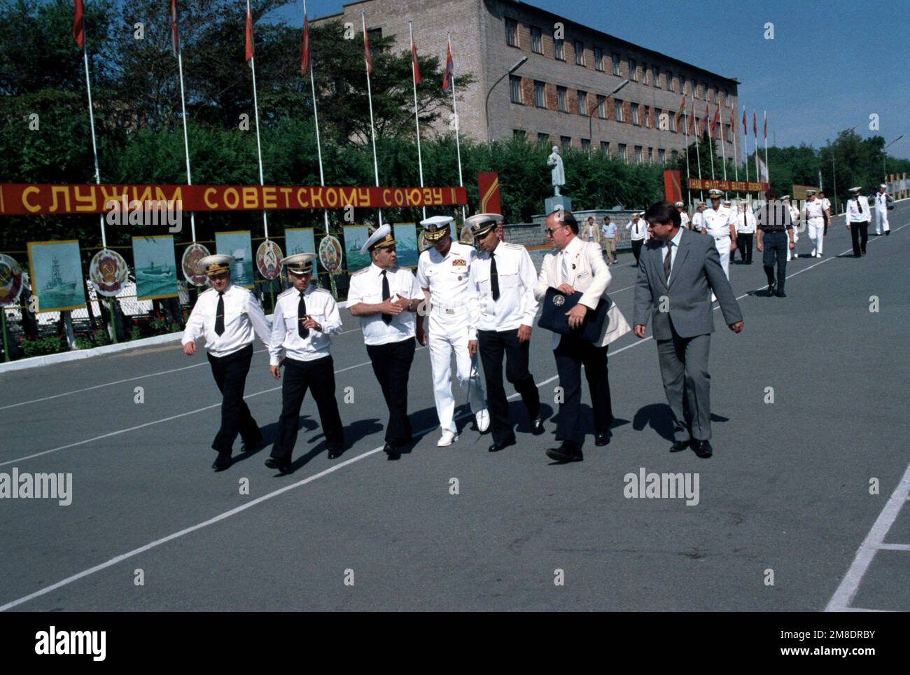 Admiral Gennadi Khvatov, third from left, Commander, Soviet Pacific ...