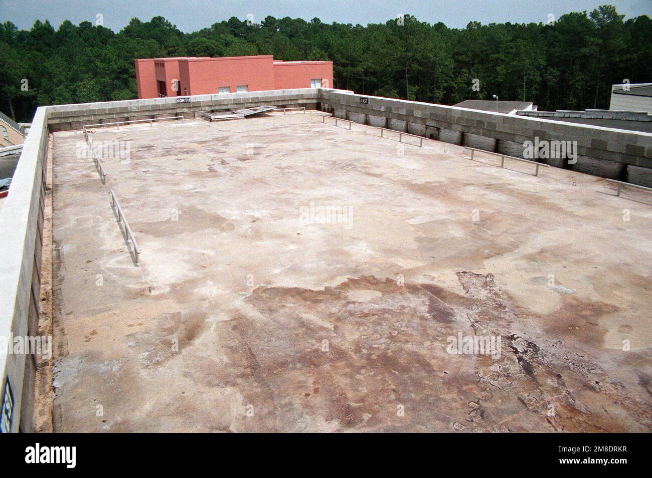 A view of a portion of the roof on a hotel in the combat village at the ...