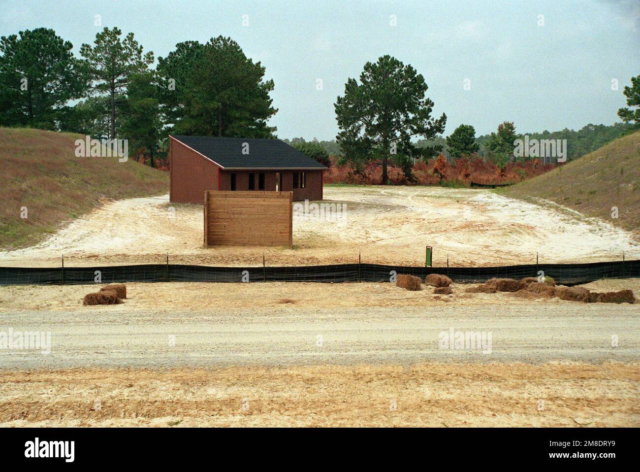 A view of Station 4, "Cover and Clear," on the assault course at the ...