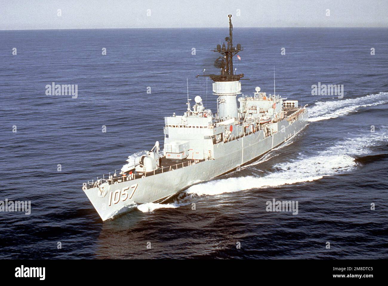 A port bow view of the frigate USS RATHBURNE (FF-1057) underway ...