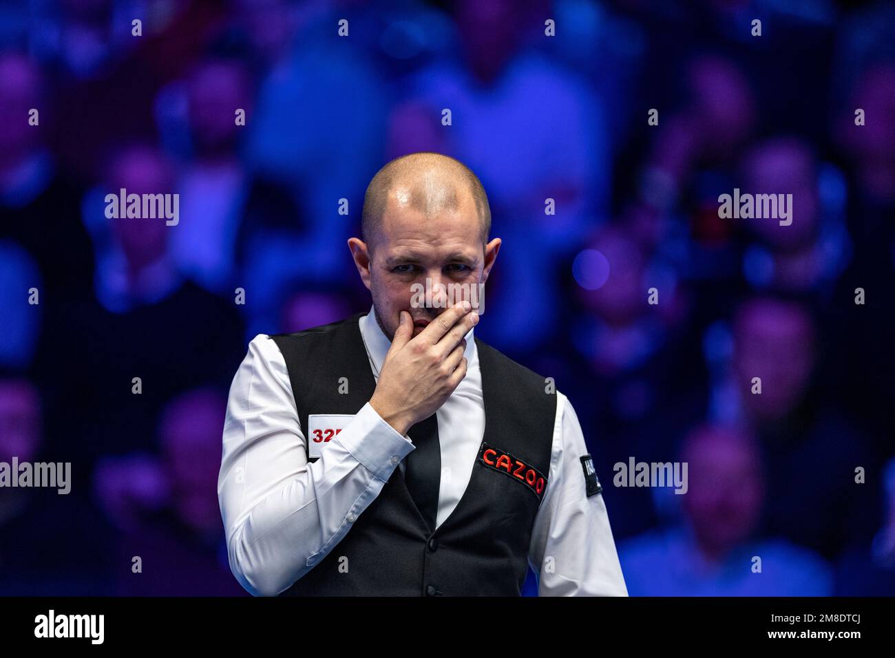 Barry Hawkins reacting during day six of the Cazoo Masters at Alexandra ...
