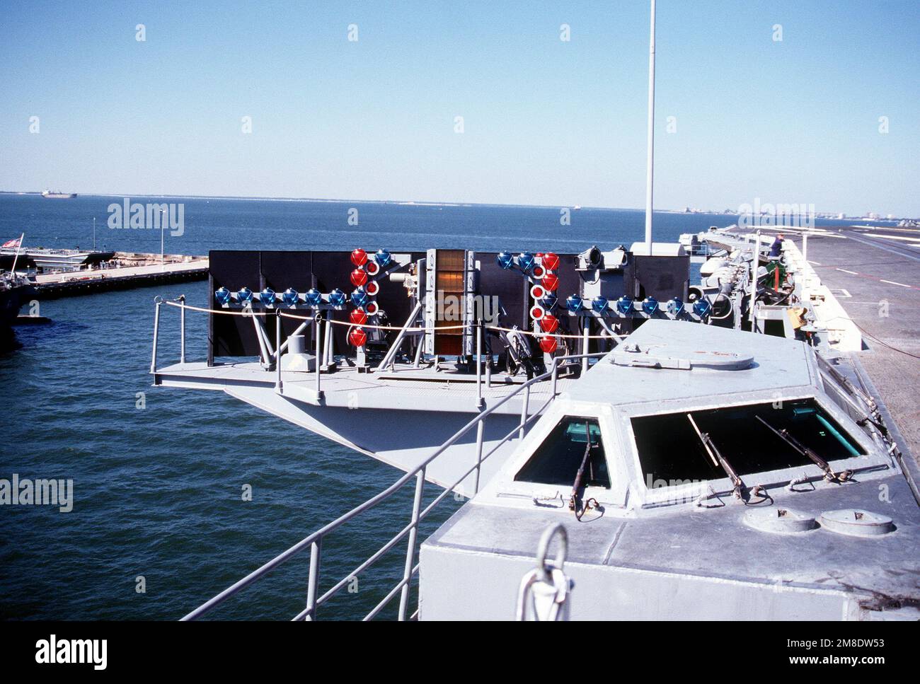 A view of the fresnel lens optical landing system (FLOLS) aboard the nuclear-powered aircraft ...