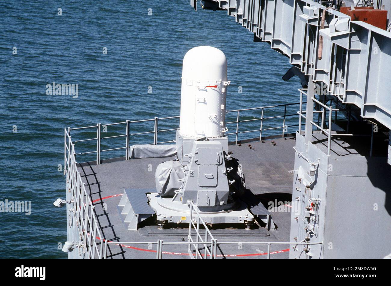 A close-up view of a Mark 16 Phalanx close-in weapons system (CIWS ...