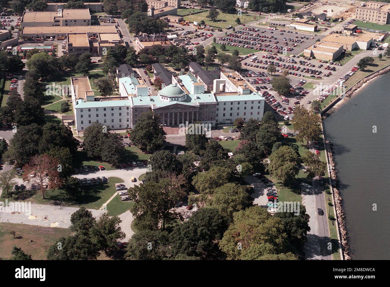 An aerial view of the original hospital building, now used for ...