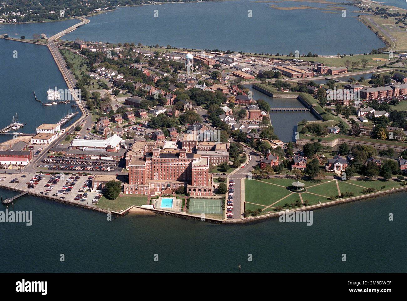 An aerial view of the installation. The Chamberlain Hotel is in the ...