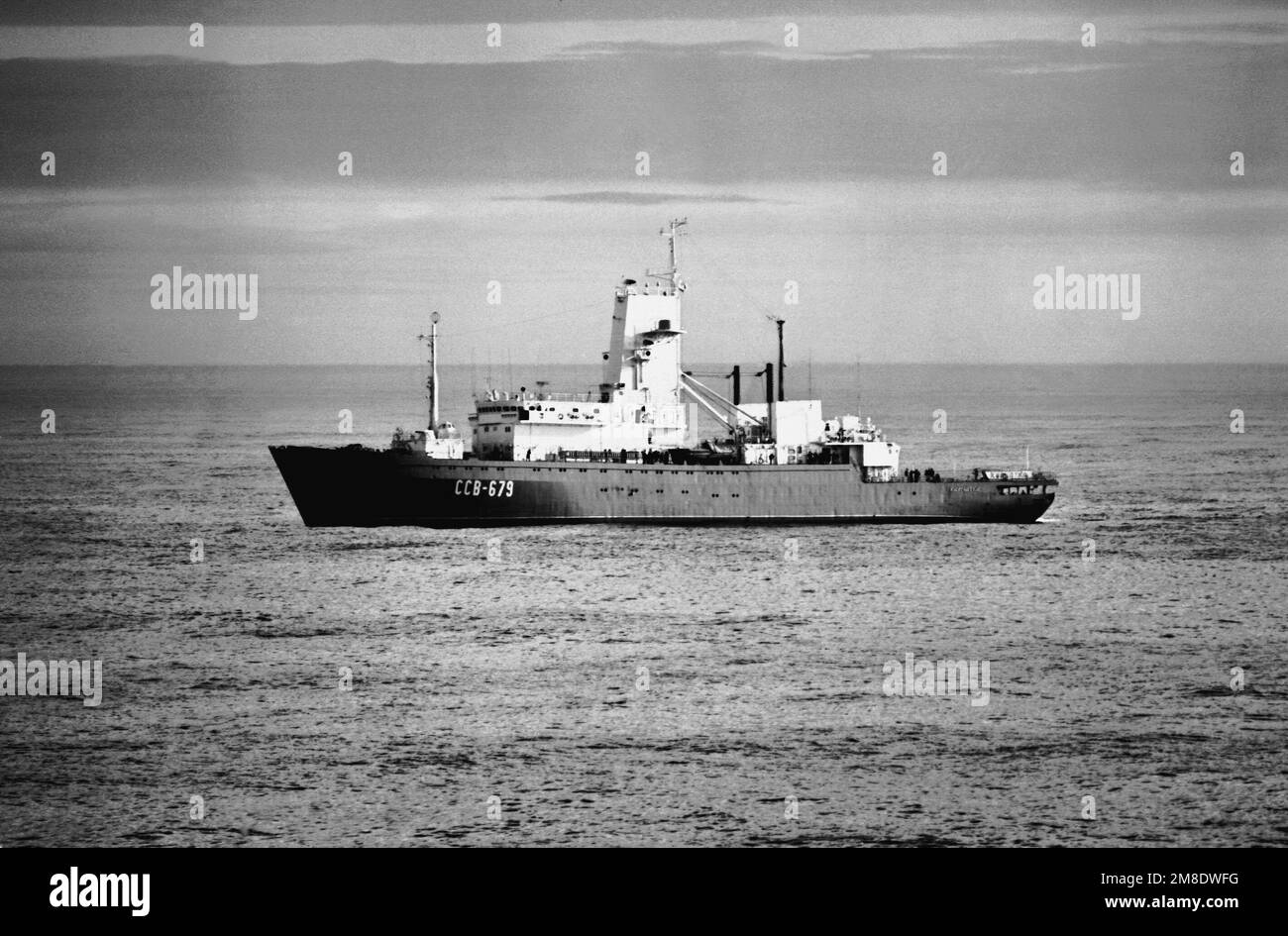 A port view of the Soviet missile range instrumentation ship KAMCHATKA ...