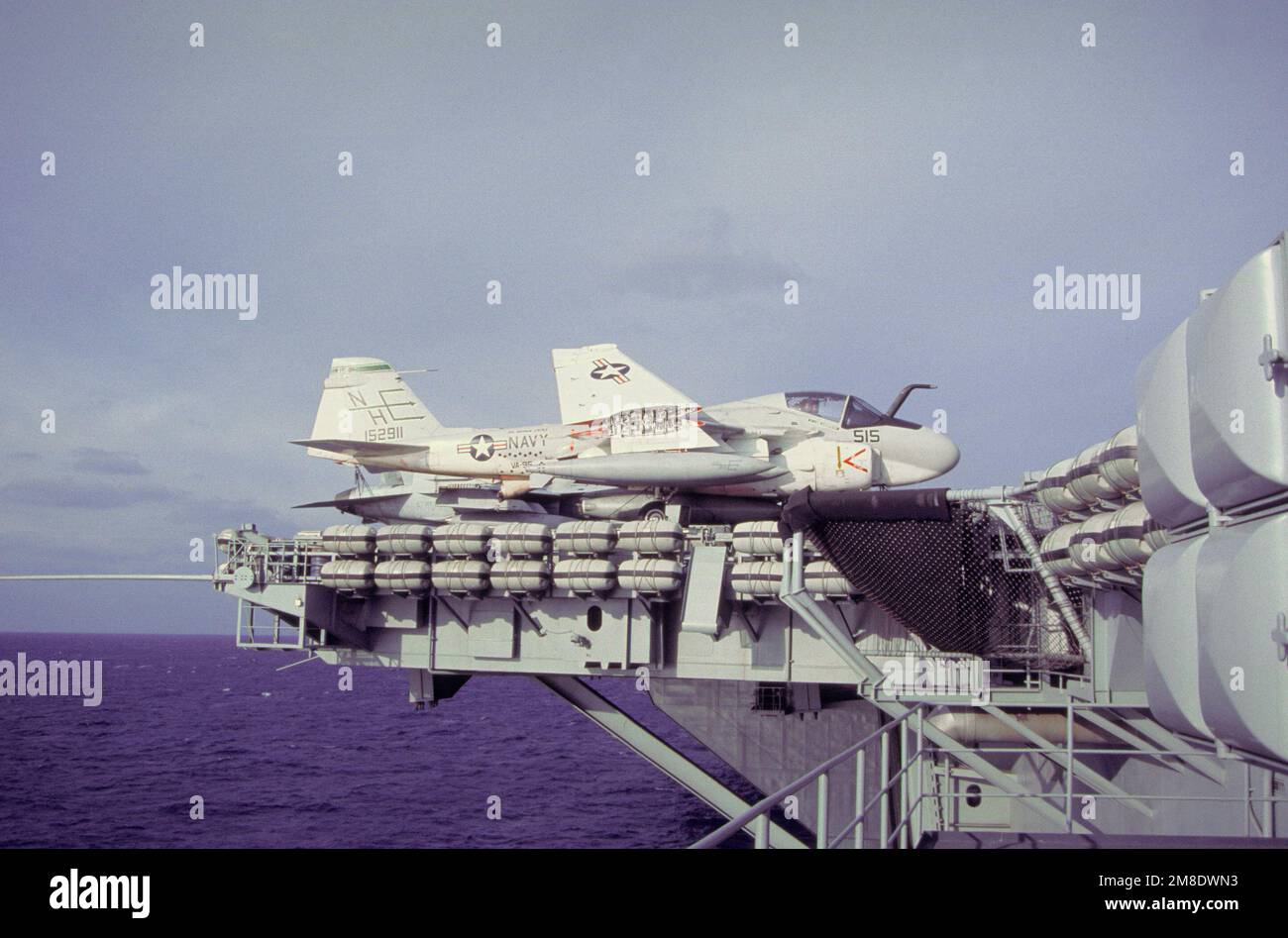 An Attack Squadron 95 (VA-95) KA-6D Intruder aircraft sits on the No. 4 ...