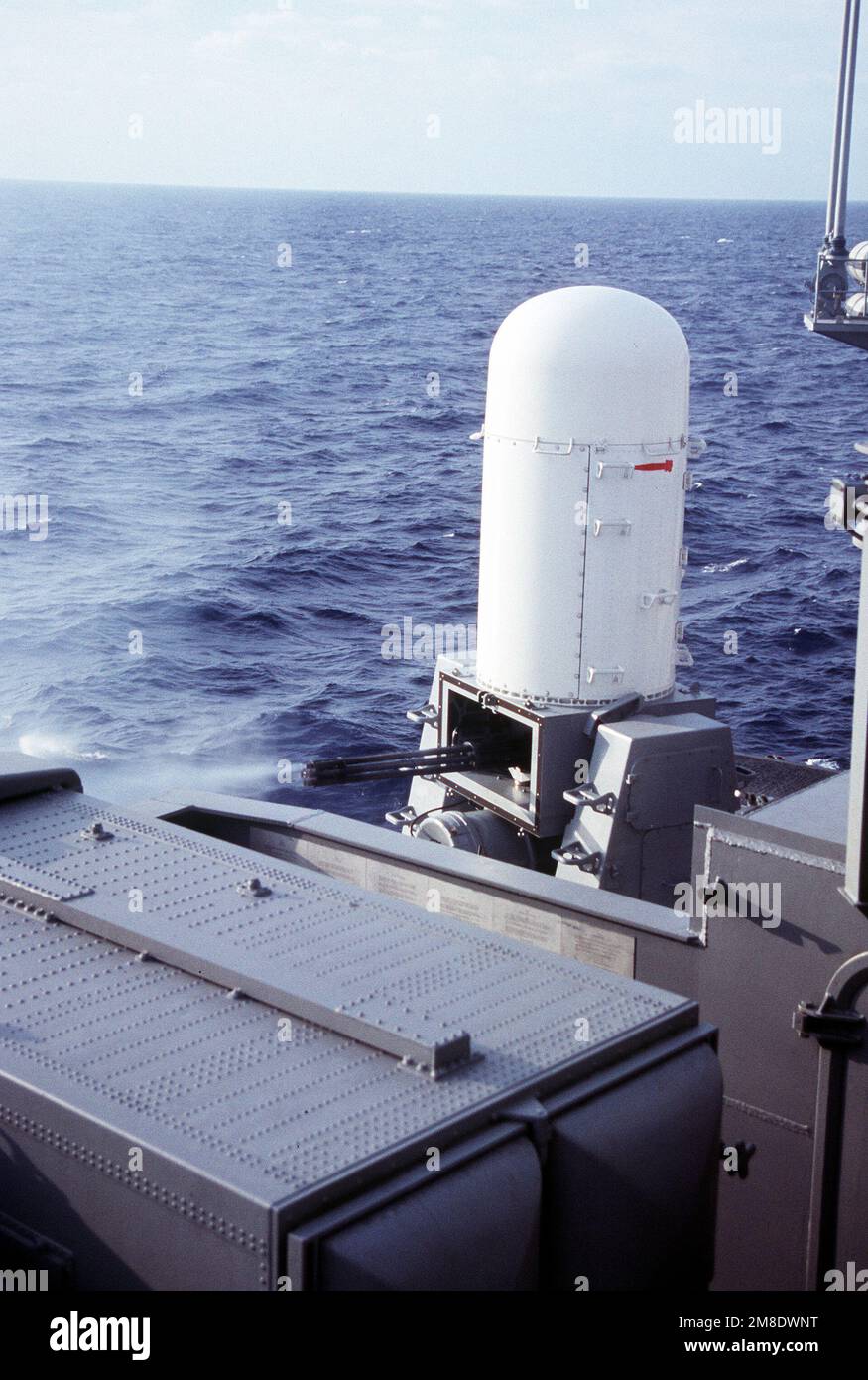 The Mark 16 Phalanx close-in weapon system (CIWS) in Mount 21 aboard ...