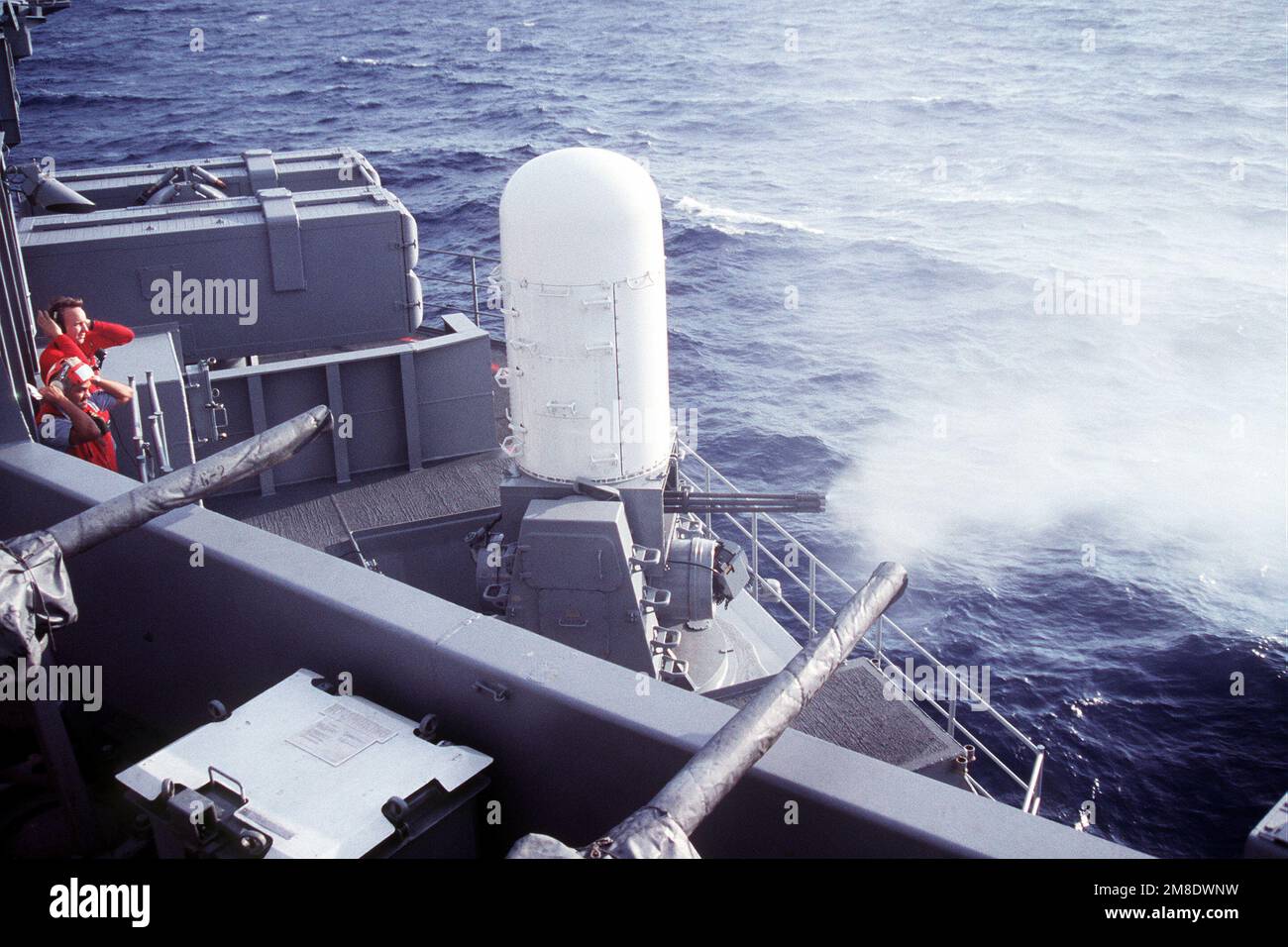 The Mark 16 Phalanx close-in weapon system (CIWS) in Mount 21 aboard ...