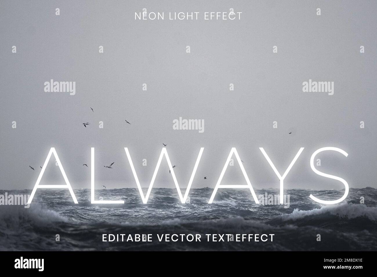 ALWAYS white neon word editable vector text effect Stock Vector Image ...