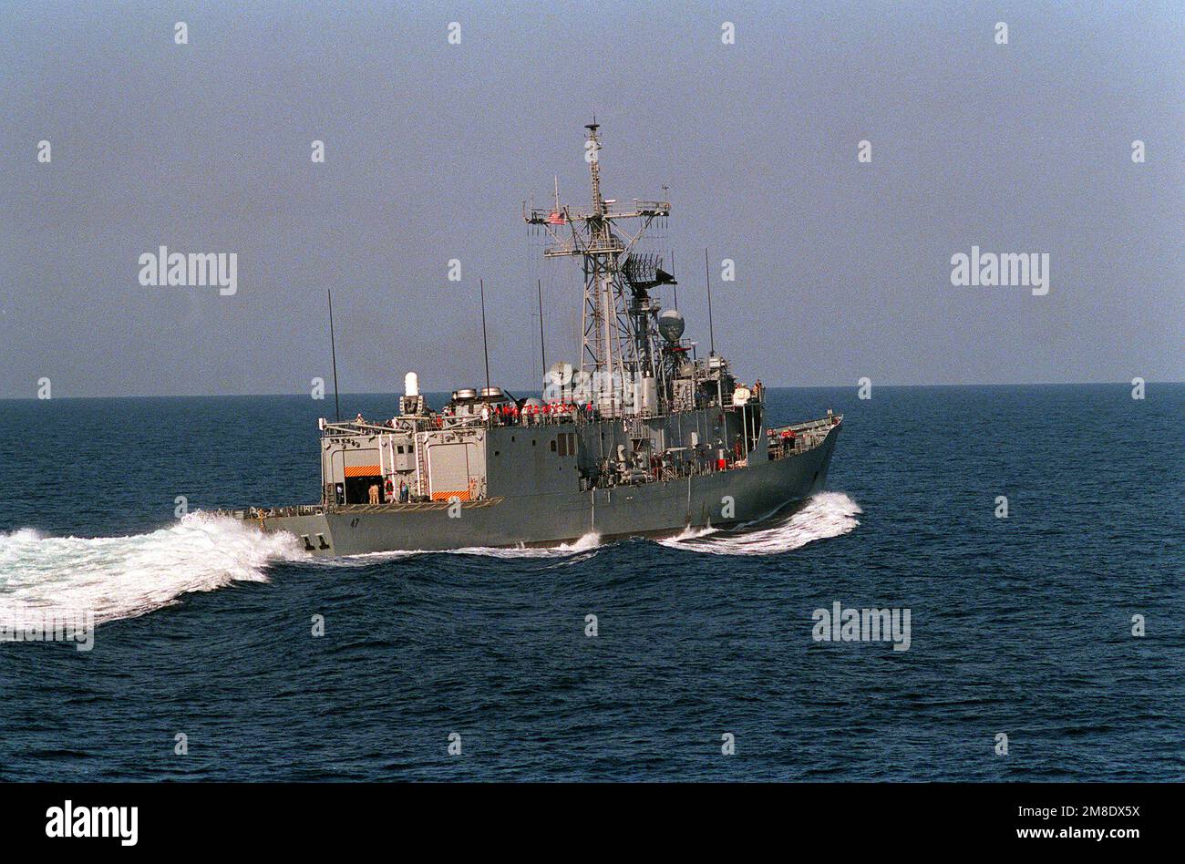 A starboard quarter view of the guided missile frigate USS NICHOLAS ...