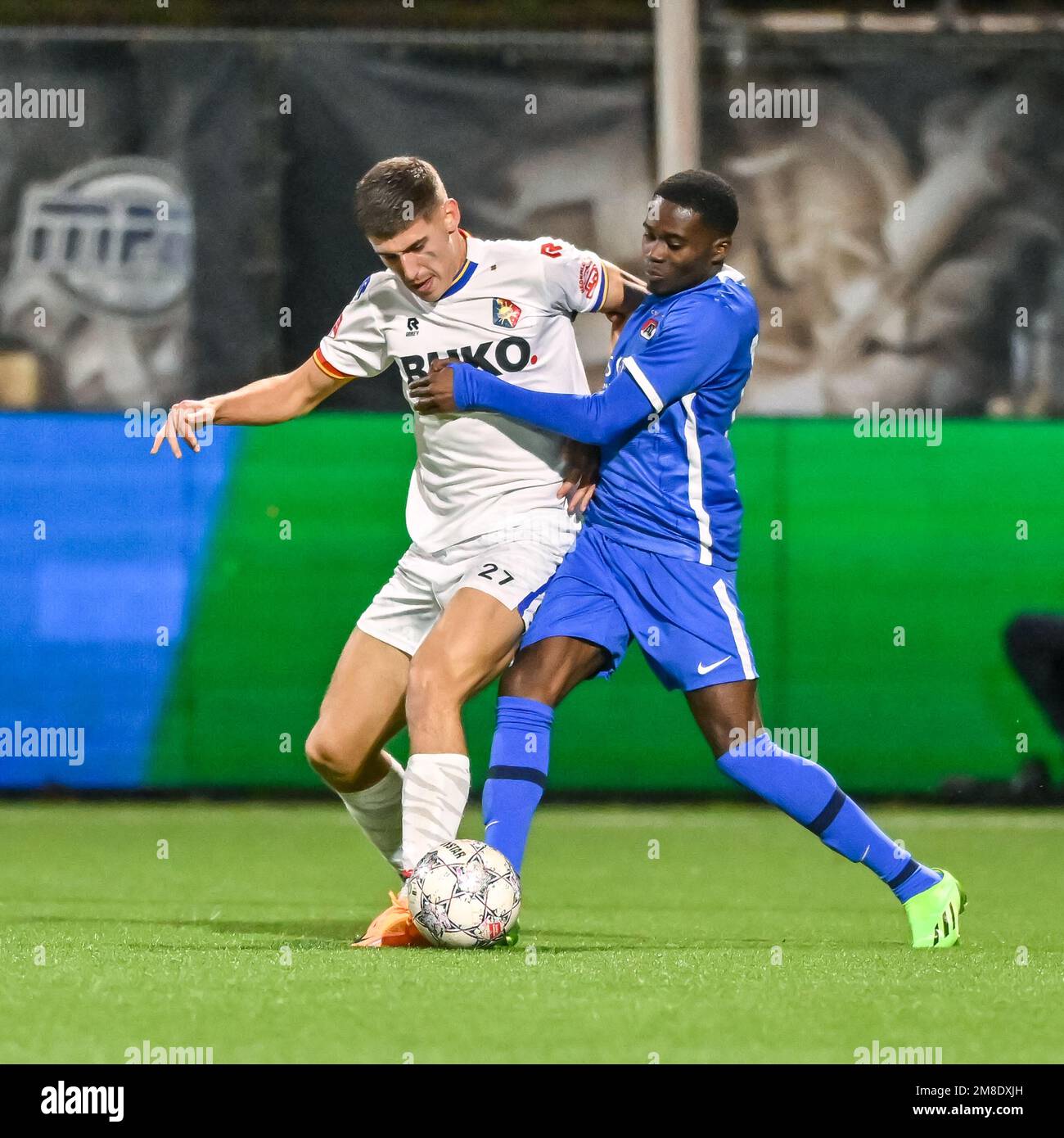 IJMUIDEN, NETHERLANDS - JANUARY 13: Ricuenio Kewal of Jong AZ battles ...