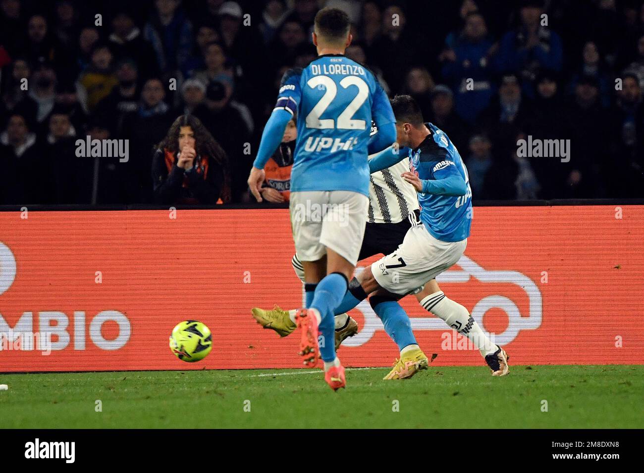 Napoli, Italy. 13th Jan, 2023. Eljif Elmas of SSC Napoli scores the ...